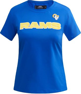 Pro Standard Womens NFL Los Angeles Rams Classic Chenille Kurzarm Slim T-Shirt Royalblau Blau L