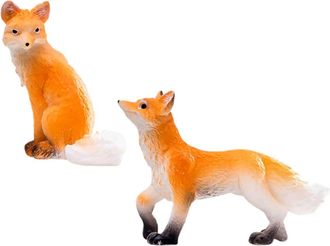 Angoily 2 St&uuml;ck Miniatur Fuchsfiguren aus Kunstharz Kleine Gartendekoration Detailreiche Tierstatue f&uuml;r Innen und Au&szlig;endekor Kompakte Selbstgemacht Landschaft