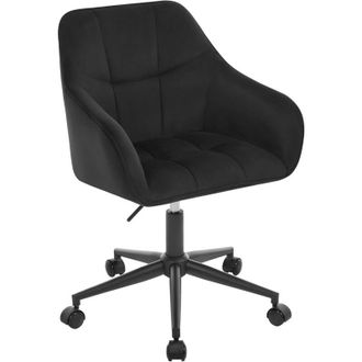 Woltu Woltu - Chaise Bureau Chaise Coiffeuse en Velours, Fauteuil de Bureau Hauteur R&eacute;glable, Noir