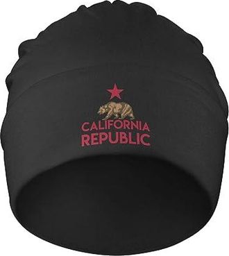 Generic Homme Femme Bonnet &Agrave; Revers Rose Rouge De La R&eacute;publique De Californie Hiver Chapeaux Classique Bonnets De Ski Mode Bonnet dhiver pour Patinage Hiver S