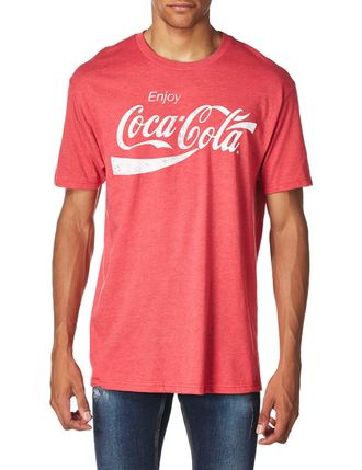 Coca Cola Ware Herren Coke Classic T-Shirt, Rot meliert, Klein