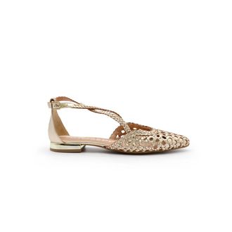 Gioseppo Femme, Chaussures, Jaune, Taille: 38 EU Ballarines en cuir dor&eacute; D&eacute;tail tress&eacute;