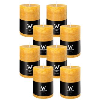 Wiedemann Marble Kerze, durchgef&auml;rbt mit Banderole, 8 St&uuml;ck, ASF inkl., Bisquit, 100x68mm, 42.0h - Premium Kerze Made in Germany