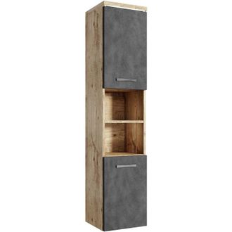 Badplaats Badplaats - Badezimmer Schrank Paso 160cm Kastanien Eiche mit Dunkle Grau