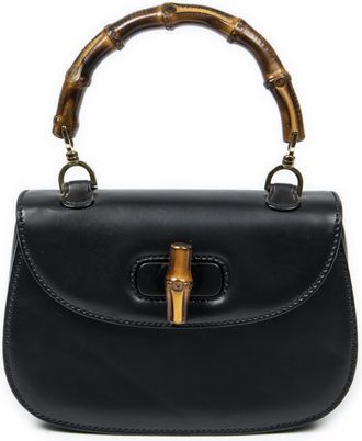 Gucci Crossbody Bags - Vintage Bamboo Flap Top Handle - Gr. unisize - in Schwarz - f&uuml;r Damen