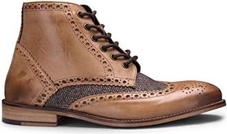 TruClothing Bottines pour Homme Cuir véritable Style Brogues Vintage années 20 Daim Tweed Lacets Chic habillé - Marron Clair - Tweed 44 EU