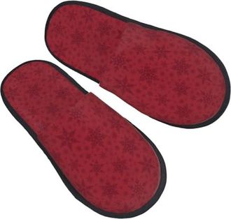 Generic Pantoufles Imprim&eacute; de flocons de neige rouges de No&euml;l Unisex Chaussons en Peluche Classiques &eacute;l&eacute;gant Chaussures Homme Hiver M