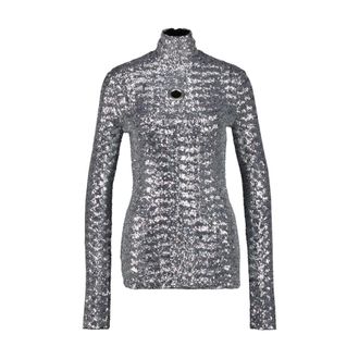 Paco Rabanne Sequin Turtle-Neck Top - - Tops - Damen - Grau - XS