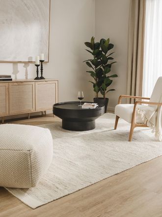 benuta Pure Wollteppich Rocco - Creme 300x400 cm - Handgewebt - Rechteckig & im Style: Wolle, Uni, Boho, Hygge & Cozy, Minimalistisch - Pflegeleicht für Wohn