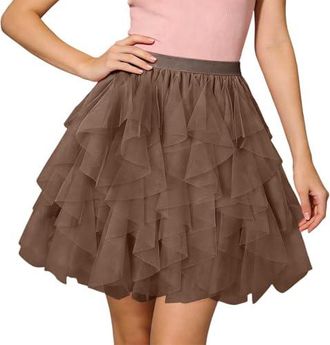 Generic Jupe Tulle Femme Tutu Jupe Jupes Femme Mini Festive &Eacute;t&eacute; - en Tulle &Eacute;tag&eacute;e A-Line Fluide pour Cosplay, Festivals Ou Journ&eacute;es Chaudes Ensoleill&eacute;es