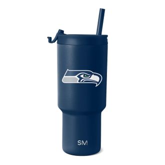 Simple Modern Offiziell lizenziertes NFL Seattle Seahawks Becher mit Klappdeckel und Strohhalmen, isolierter Becher aus Edelstahl, Geschenke f&uuml;r M&auml;nner, Frauen, Tre