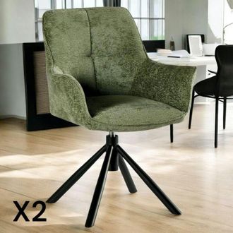 Pier Import Pier Import - Fauteuil de table pivotant tissu vert (lot de 2) iena