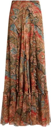 Etro Femme, Jupes, Multicolore, Taille: 38 FR Paisley Ruffled Silk Maxi Skirt