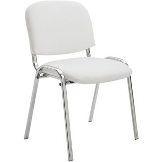 Clp Chaise visiteur Ken en similicuir et pi&egrave;tement en m&eacute;tal chrom&eacute; Blanc