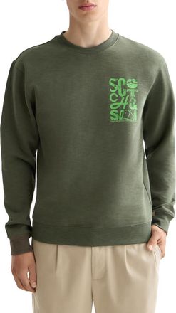 Scotch & Soda Herren-Sweatshirt mit Logo auf der linken Brust, Thymian 300, XXL