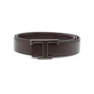 Tod's Homme, Accessoires, Brun, Taille: 100 CM Ceinture en Cuir Marron avec Boucle Logo