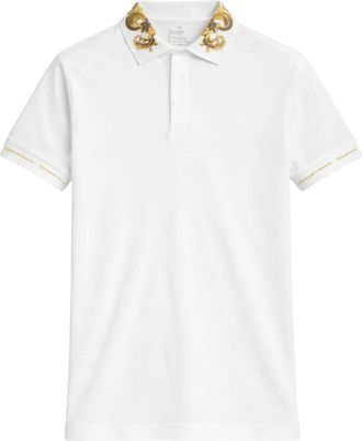 Versace Jeans Couture Homme, Tops, Blanc, Taille: XL Polo Imprim&eacute; en Piqu&eacute; de Coton