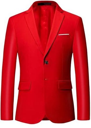 Generic Veste de costume simple pour homme - Couleur unie - Pour mariage - Version formelle - Manteaux et blazer de sport, Rouge, 6XL