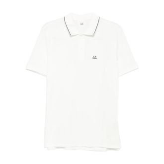 C.P. Company Stretch Piquet Kurzarm Logo Polo - - Tops - Herren - Wei&szlig; - S