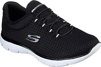 Skechers Femme SUMMITS Sneaker, Black Mesh White Trim, 38