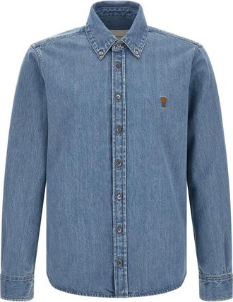 Ami Homme, Chemises, Bleu, Taille: XS Chemise en denim boutonn&eacute;e Ami de Coeur