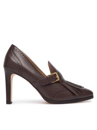 Lauren Ralph Lauren Halbschuhe Colleen Perforated Calfskin Kiltie Pump 802P02364004 Dunkelbraun