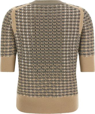 Ermanno Scervino Check Knit with Metal Inserts Sweater - Beige