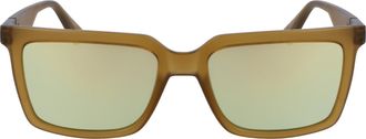Calvin Klein Jeans Unisex Adult Sunglasses CKJ23659S - Khaki with Solid Grey Gold Mirror Lens