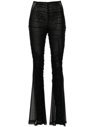 MUGLER pantalon &eacute;vas&eacute; &agrave; design fronc&eacute; - Noir
