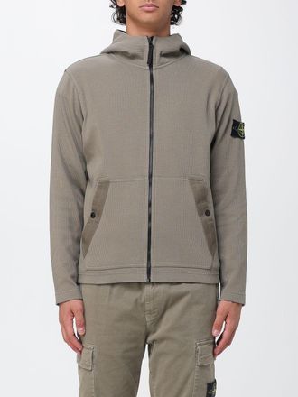 Stone Island Sweat &agrave; capuche zipp&eacute; en coton avec logo Compass