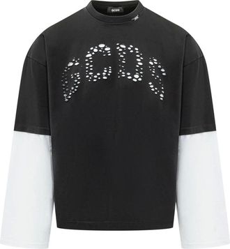 GCDS Gcds, Homme, Tops, Noir, Taille: M Laser Logo Longsleeve T-Shirt