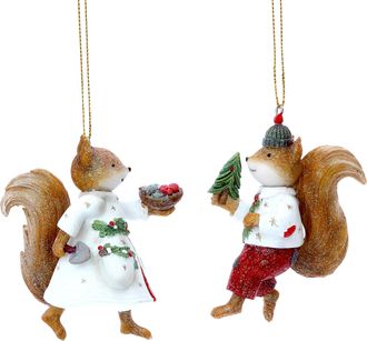 Gisela Graham Harz Herr und Frau Waldtiere 8,5 Zentimeter Dachs F&uuml;chse M&auml;use und Eichh&ouml;rnchen 2er Set Sortiert (Mr and Mrs Squirrel Brown)