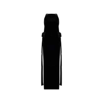Self Portrait Maxikleid mit Samtschleifen an den Seiten - - Dresses - Damen - Schwarzk - 2XS