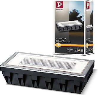 Paulmann 93775 Bodeneinbauleuchten-Set Solar Einbaustrahler Box LED Spot Edelstahl 1er Set 1x0,6W inkl. Leuchtmittel Au&szlig;enbereich begehbar