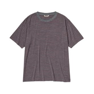 Auralee Soft Smooth Wool Stripe Jersey Tee - - Tops - Herren - Grau - XL