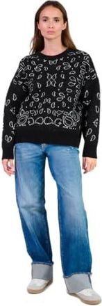 Le Temps Des Cerises Pull Farit Noir &agrave; Motif Cachemire