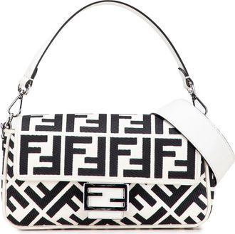 Fendi Hobo Bags - Zucca Embroidered Canvas Baguette Satchel - Gr. unisize - in Weiß - für Damen