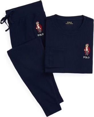 Polo Ralph Lauren Homme, V&ecirc;tements de nuit et de d&eacute;tente, Bleu, Taille: L Pyjama en maille gaufr&eacute;e
