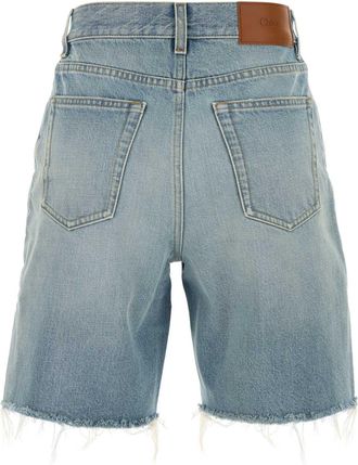 Chlo&eacute; Bermuda Denim Shorts - Blue