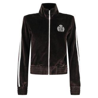 Sporty & Rich NY Crest Elio Velours Track Jacket - - Sweatshirts & Hoodies - Damen - Braun - S