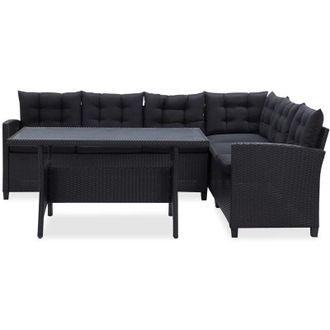 vidaXL Ensembles de meubles dext&eacute;rieur Noir polyrotin vidaXL