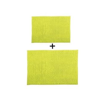 MSV Lot de 2 Tapis de Bain Microfibre Chenille - Poils Longs et Doux - Antidérapant SEBS - Lavable en Machine 30° - Boucle dAccrochage - 40 x 60cm & 60 x 