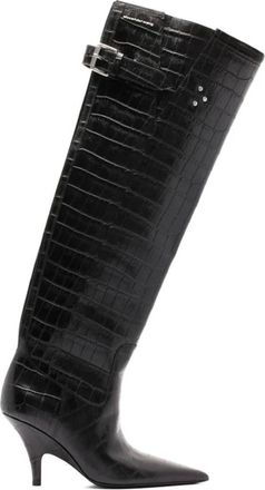 Alexander Wang Femme, Chaussures, Noir, Taille: 39 EU Bottes Hautes &agrave; Bout Pointu et Effet Croco