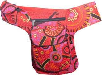 Kunst und Magie Goa Schulter/Bauchtasche G&uuml;rteltasche Bauchgurt Hippie PSY, Farbe:Rot