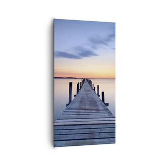 Arttor Wandbilder Dekoration Wohnzimmer Sonnenuntergang See Wasser Br&uuml;cke Bilder auf Leinwand 65x120cm Leinwandbild mit Rahmen Schlafzimmer K&uuml;che Deko Wand K