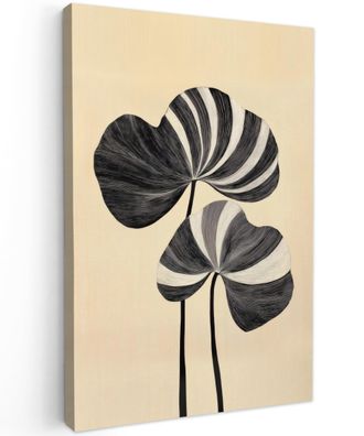 MuchoWow &copy; Bilder Gro&szlig; 80x120 cm XXL Wohnzimmer Deko Modern Wandbild Kunstdruck auf Leinwand Bild Schlafzimmer &uuml;ber Bett Room Decor Geschenke Schwarz - Bl&auml;tter