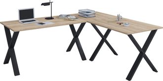 VCM Holz Schreibtisch/Eckschreibtisch schlicht / 160x130 / L Form Links oder rechts/Arbeitstisch Platte 50 cm tief/Computertisch B&uuml;rom&ouml;bel - Lona X