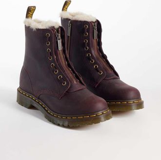 Dr. Martens 1460 Zip Stiefel aus Crazy Horse Leder in Kirschrot