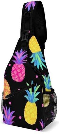 Generic Sacoche Tactique Ananas &agrave; lencre aquarelle color&eacute;e L&eacute;ger Sacs Poitrine R&eacute;glable Sac &agrave; Dos De Voyage pour Homme Femme Randonn&eacute;e