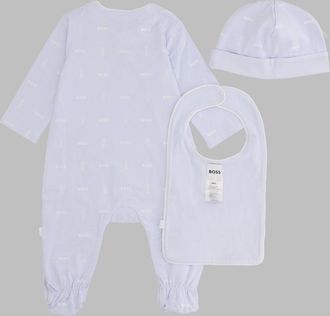 HUGO BOSS Logo-Print Cotton Pajama Onesie Set - White